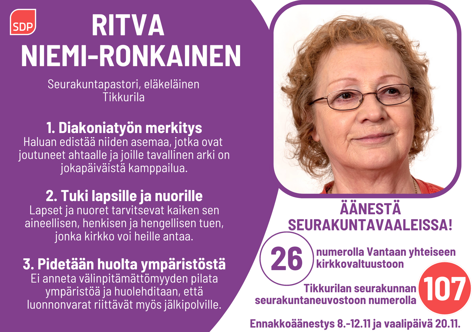 Seurakuntavaalit 2022: esittelyssä Ritva Niemi-Ronkainen - Tikkurilan ...